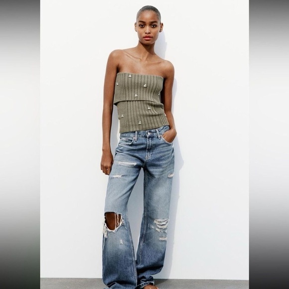 Tops | Zara Tube Top Green | Poshmark